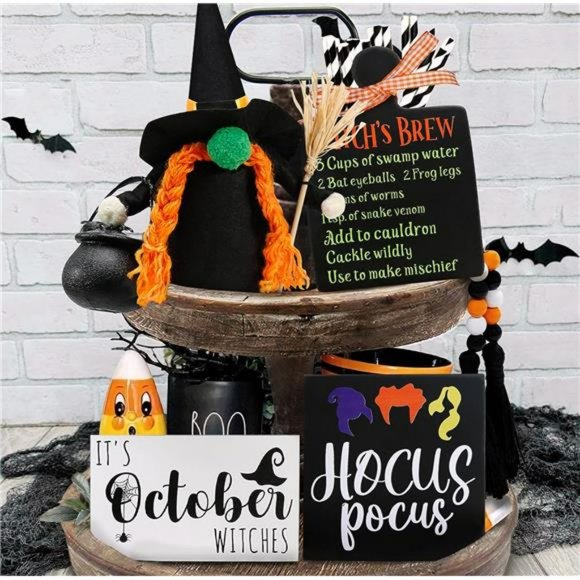 Accents | Halloween Decor Farmhouse Tiered Tray Decor Items 3 Rustic ...